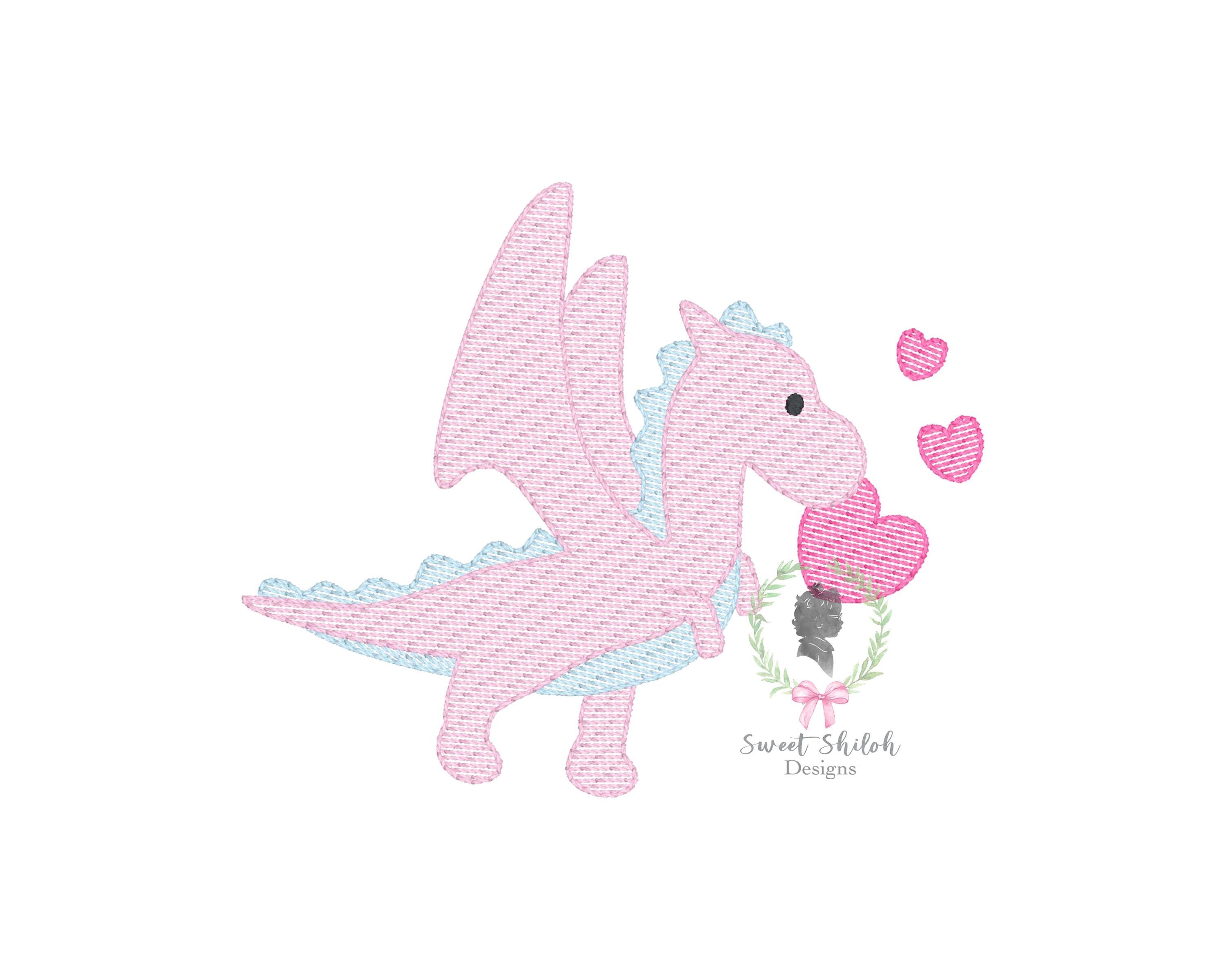 Valentine Dragon with Hearts Sketch – Sweet Shiloh Designs