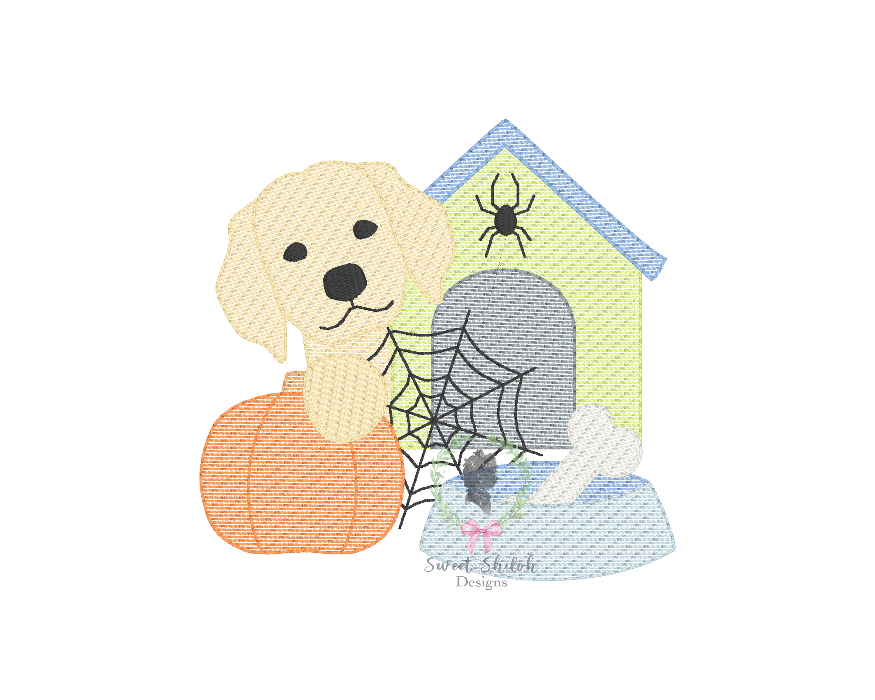 Lab Halloween Dog House Sketch – Sweet Shiloh Designs